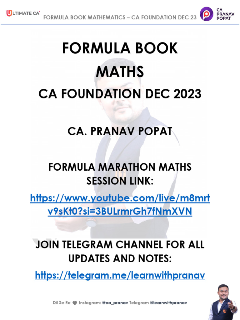 Formula Book Maths: Ca Foundation Dec 2023 | PDF | Present Value ...