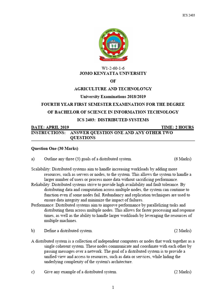 Ics 2403 Distributed Systems | PDF | Distributed Computing | Denial Of ... Ics 2403 Distributed Systems | PDF | Distributed Computing | Denial Of ...