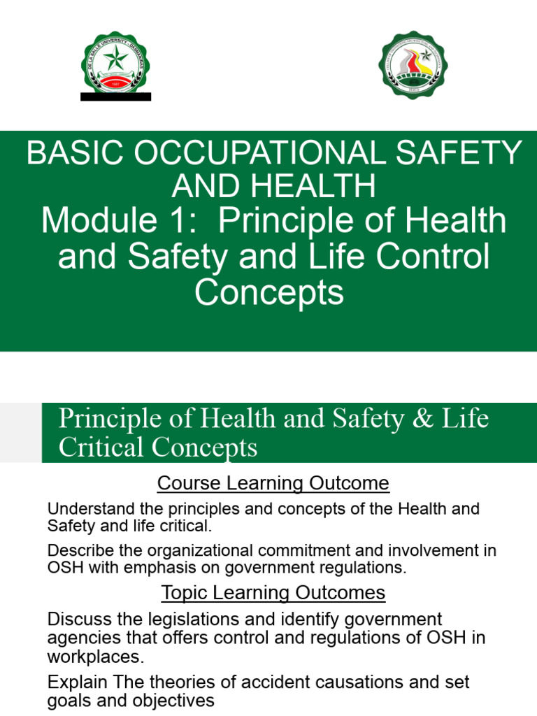 T-MEET 004 Basic OSH Module 1 Principle HS | PDF | Occupational Safety ...