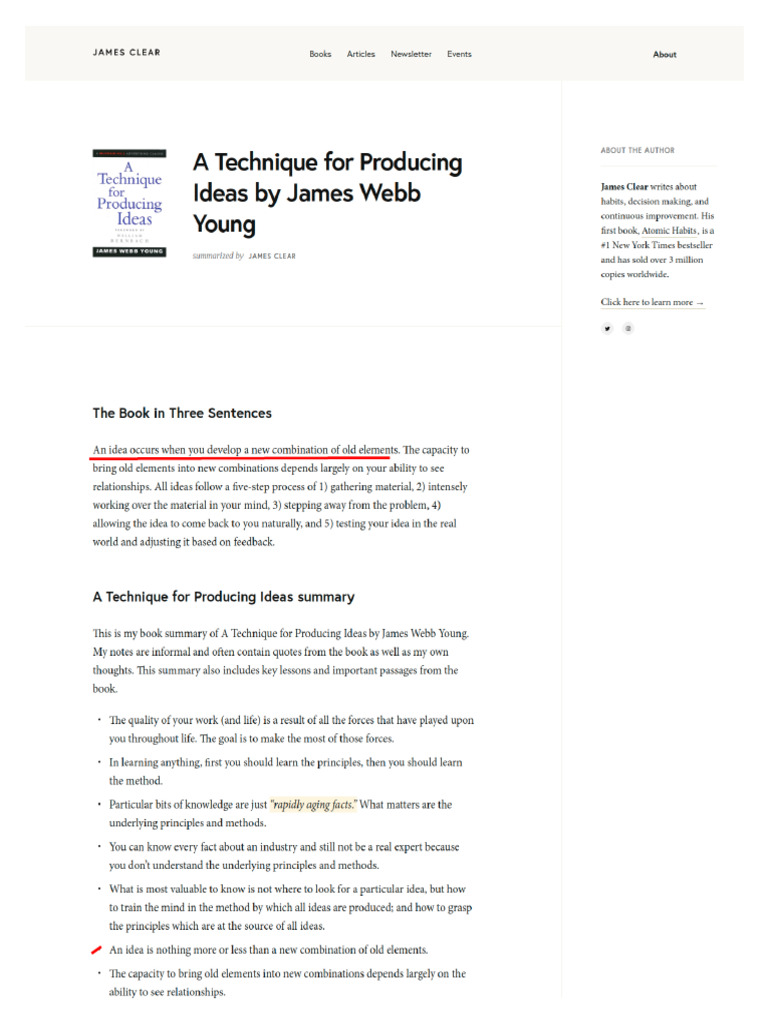 A Technique For Producing Ideas by James Webb Young - D | PDF