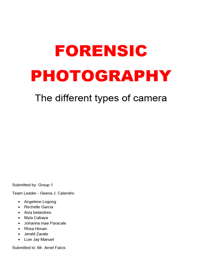 Forensic Photography Camera Types | PDF