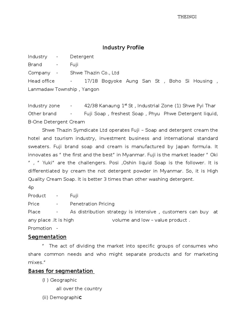 Industry Profile | PDF | Market Segmentation | Brand