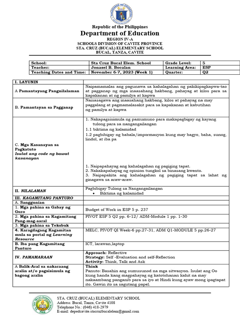 ESP DAILY-DLP - Q2-Week 1 | PDF