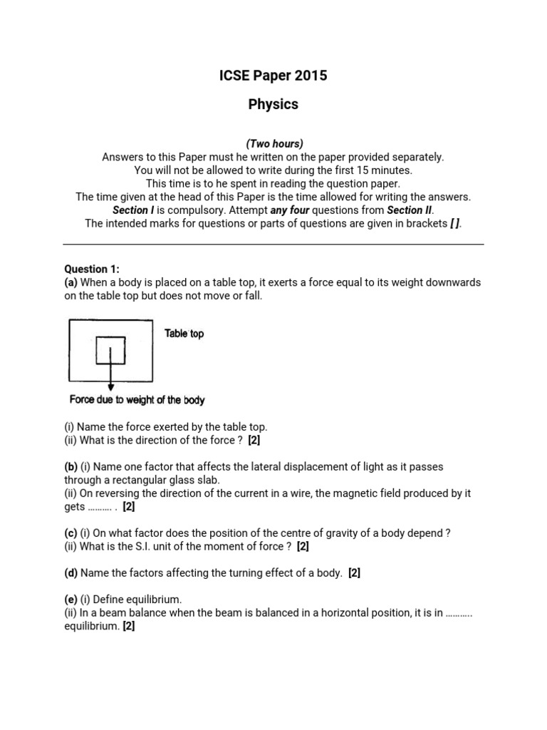 ICSE Class 10 Physics Paper-1 Question Paper Solutions 2015 | PDF ...