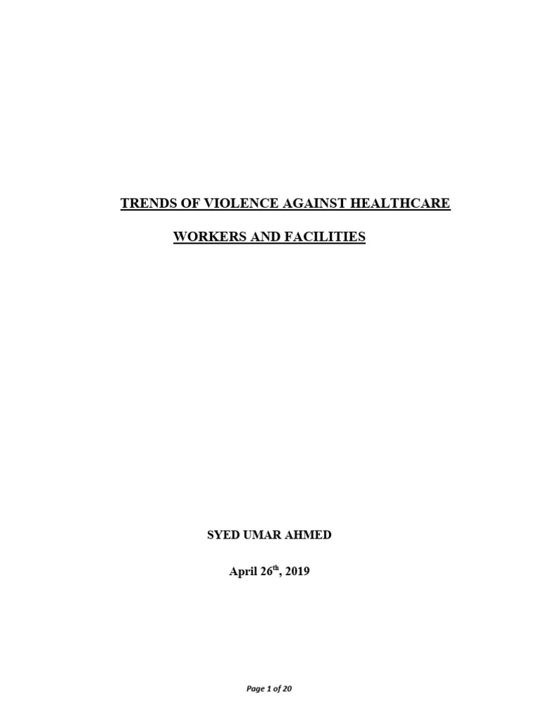 Trends of Violence Essay (Syed Umar Ahmed) | PDF | Violence | Health Professional