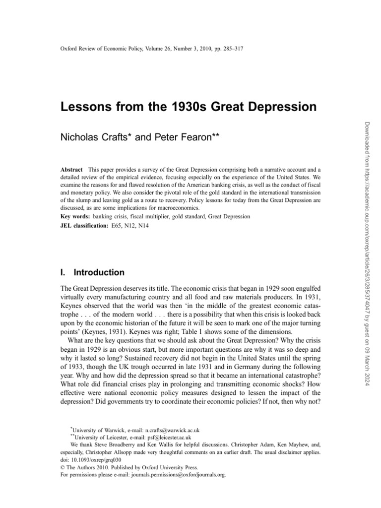 Lessons From The 1930s Great Depression | PDF | Great Depression | Gold ...