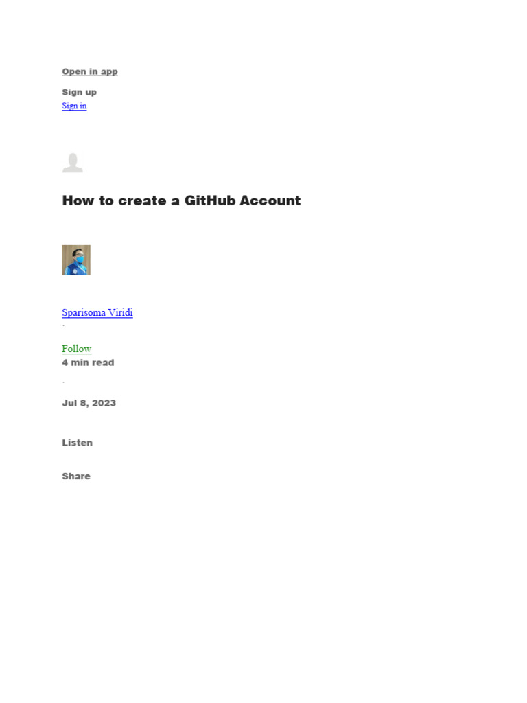 How To Create A Github Account: Sign in | PDF | Version Control | Computing