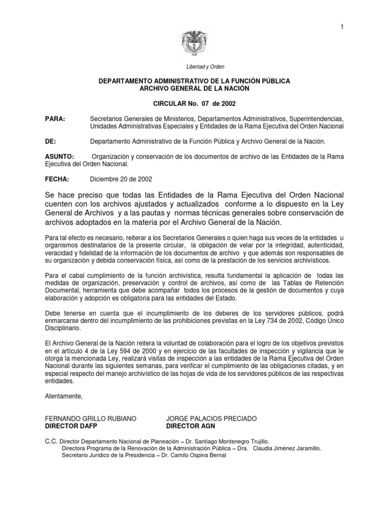 Circular 07 de 2002 | PDF | Justicia | Crimen y violencia