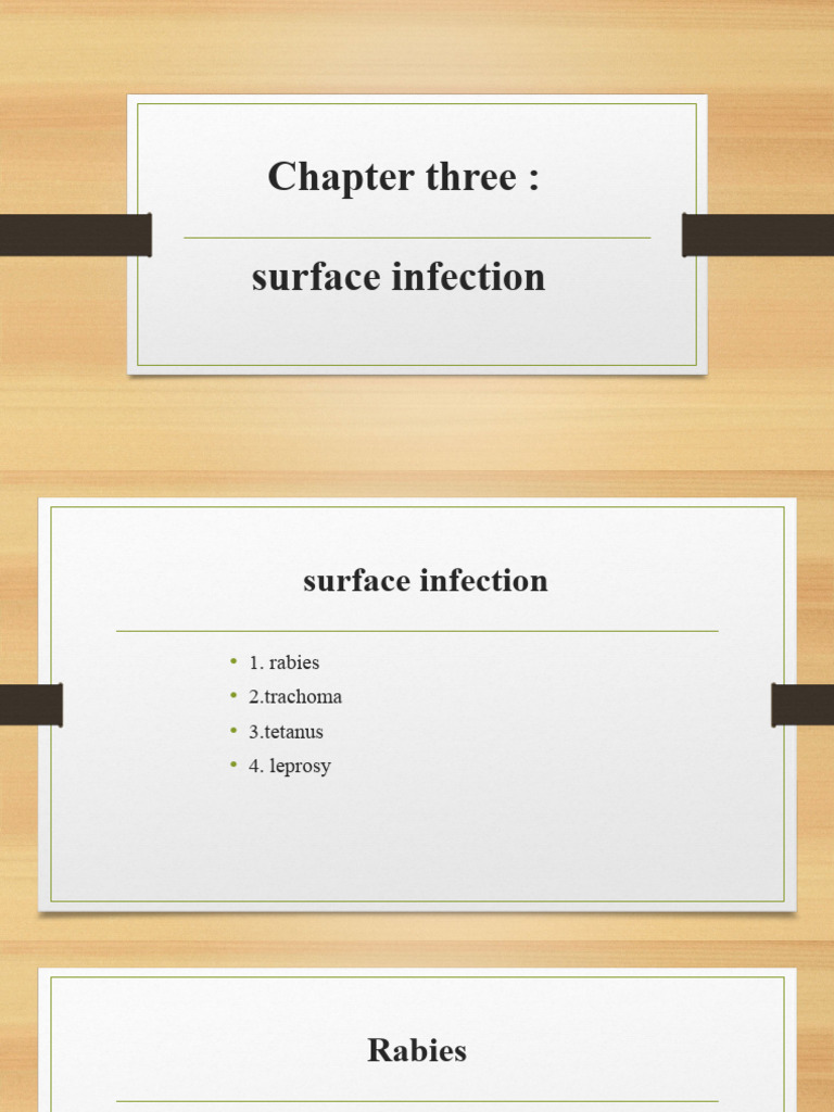 Surface Infections: Rabies, Tetanus & More | PDF | Rabies | Infection
