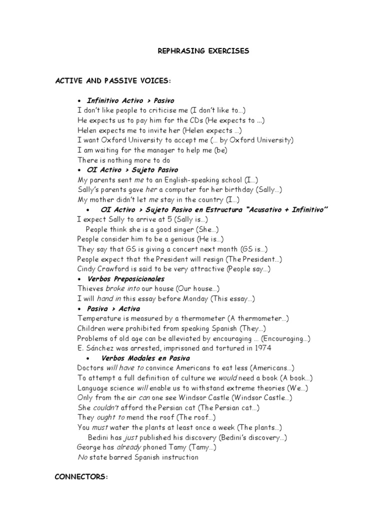 Rephrasing Exercises | PDF | Languages