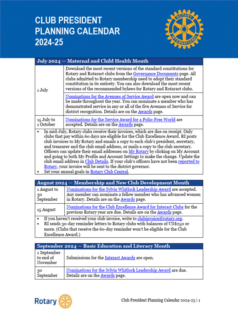 2024-25 Planning Calendar | PDF | Invoice