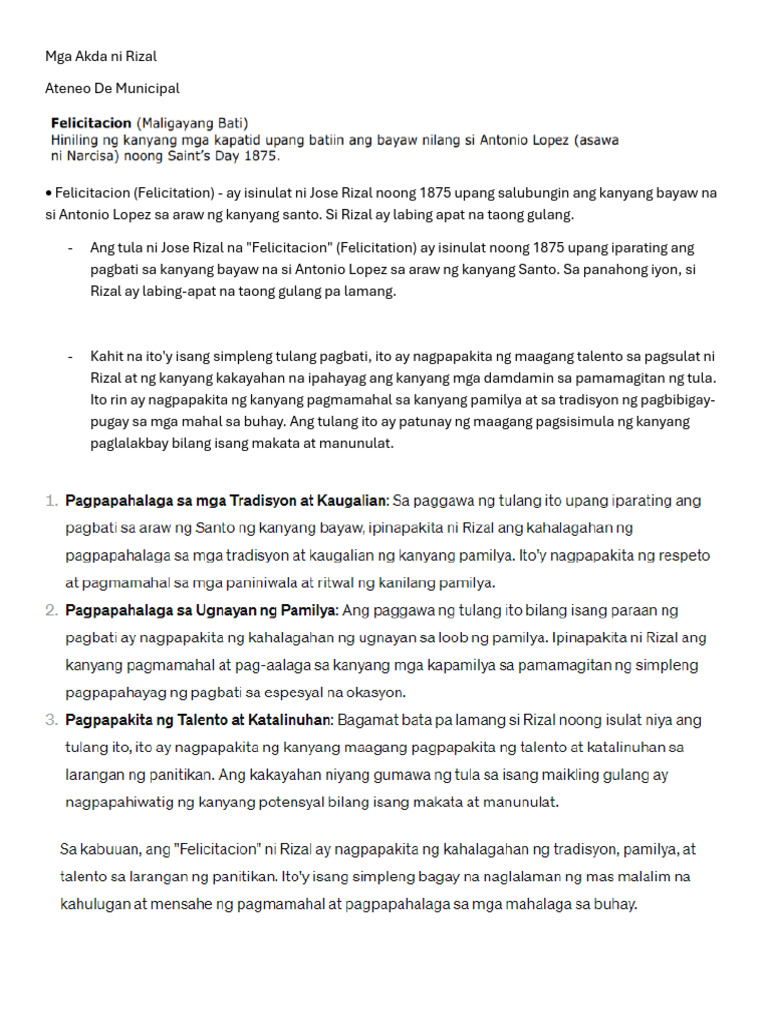 Mga Akda Ni Rizal | PDF