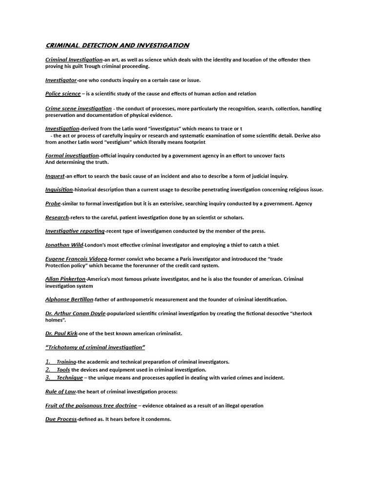 CDI Reviewer | PDF | Forensic Science | Crimes