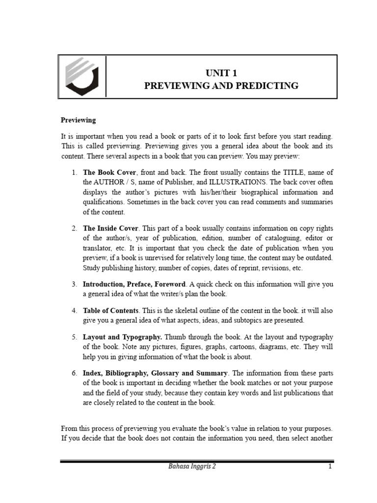 AutoRecovery Save of UNIT 1 Previewing and Predicting - Assignment | PDF | Books | Psychology