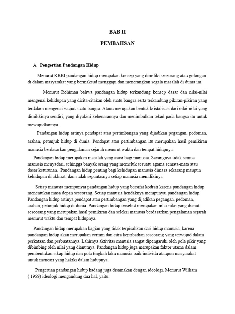 Arti dan Pentingnya Pandangan Hidup | PDF