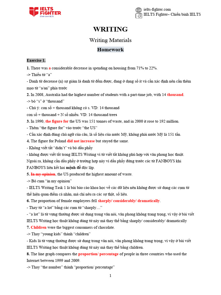 HW-Fighter 4-Writing. L1. Writing Materials | PDF