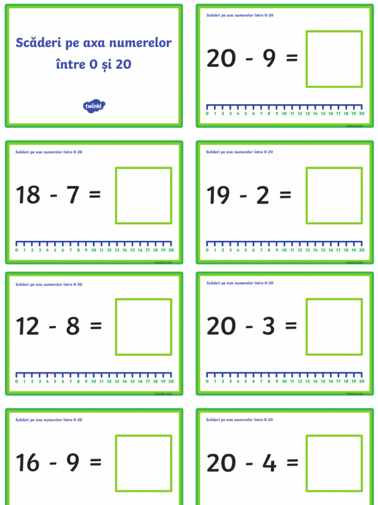 Scaderi Pana La 20 Pe Axa Numerelor Cartonase Cu Provocari | PDF
