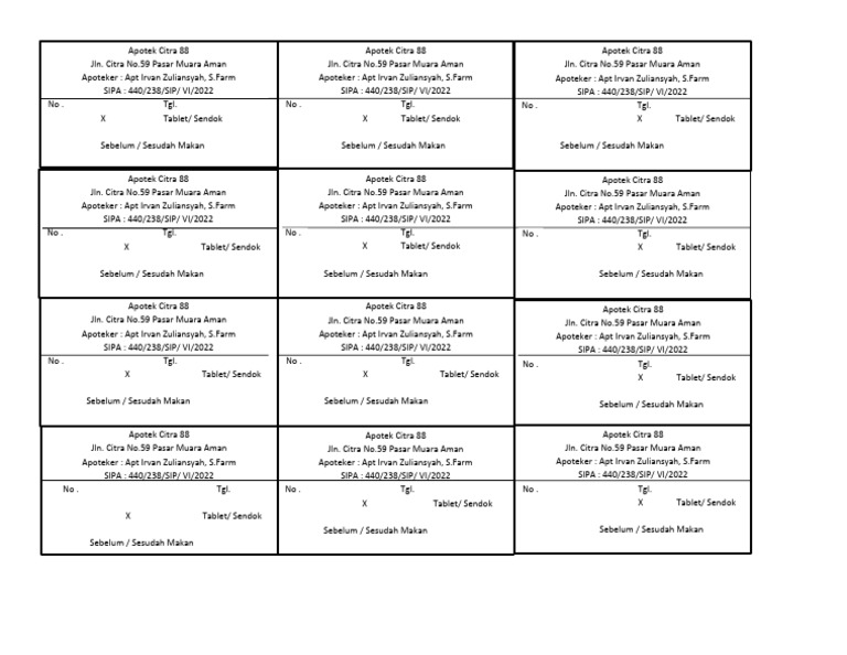 Etiket Putih Apotek C | PDF