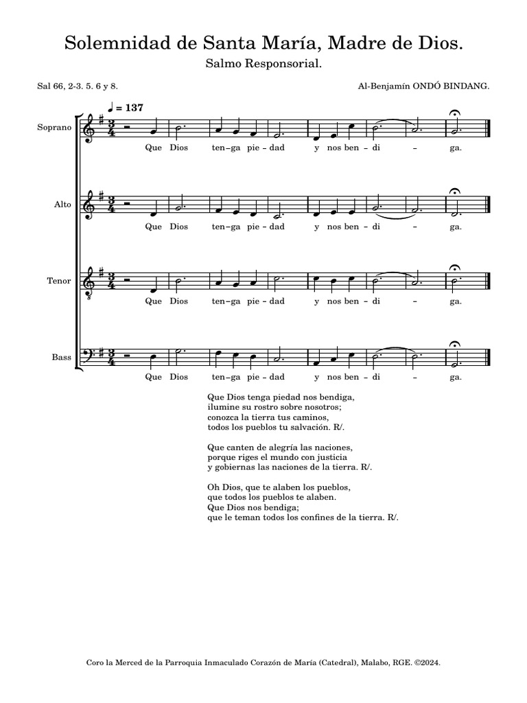Solemnidad de Santa María, Madre de Dios | PDF | Himnos Cristianos ...