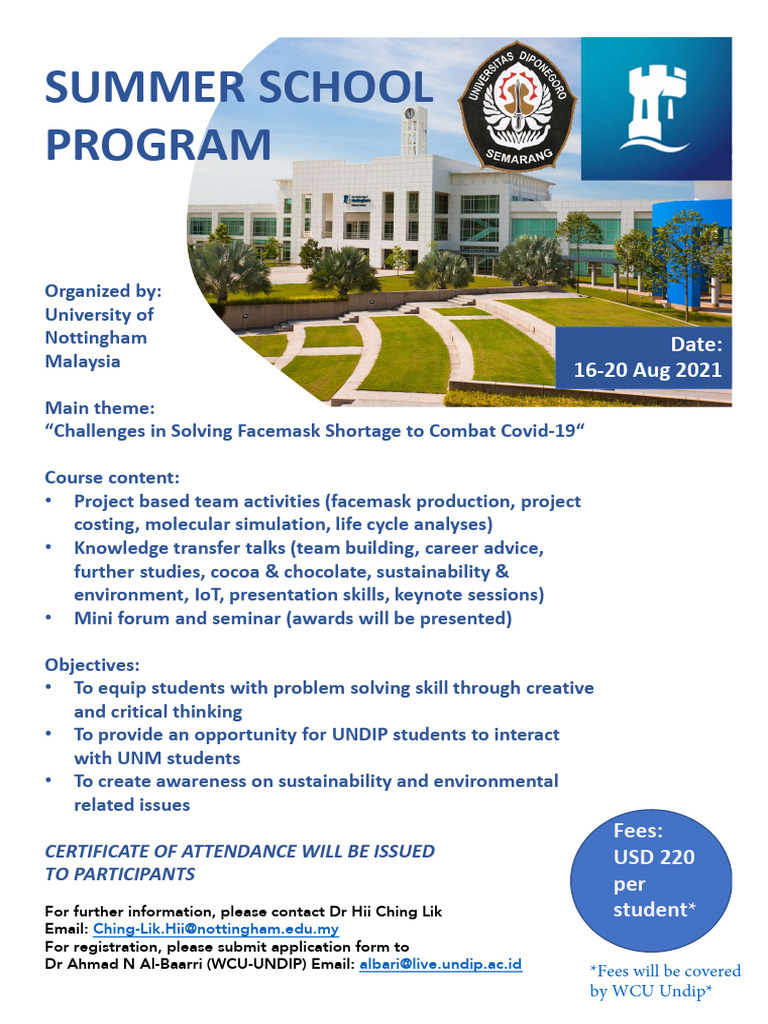Summer School Program Nottingham University | PDF