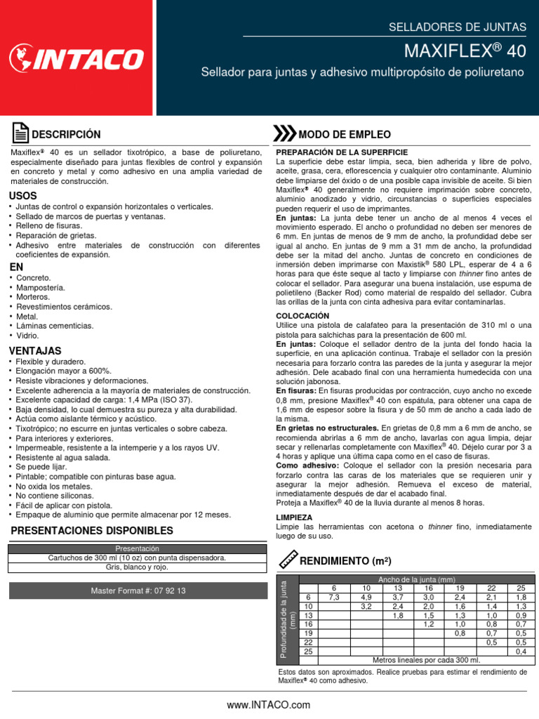 FT Maxiflex 40 | PDF | Materiales | Ciencias fisicas