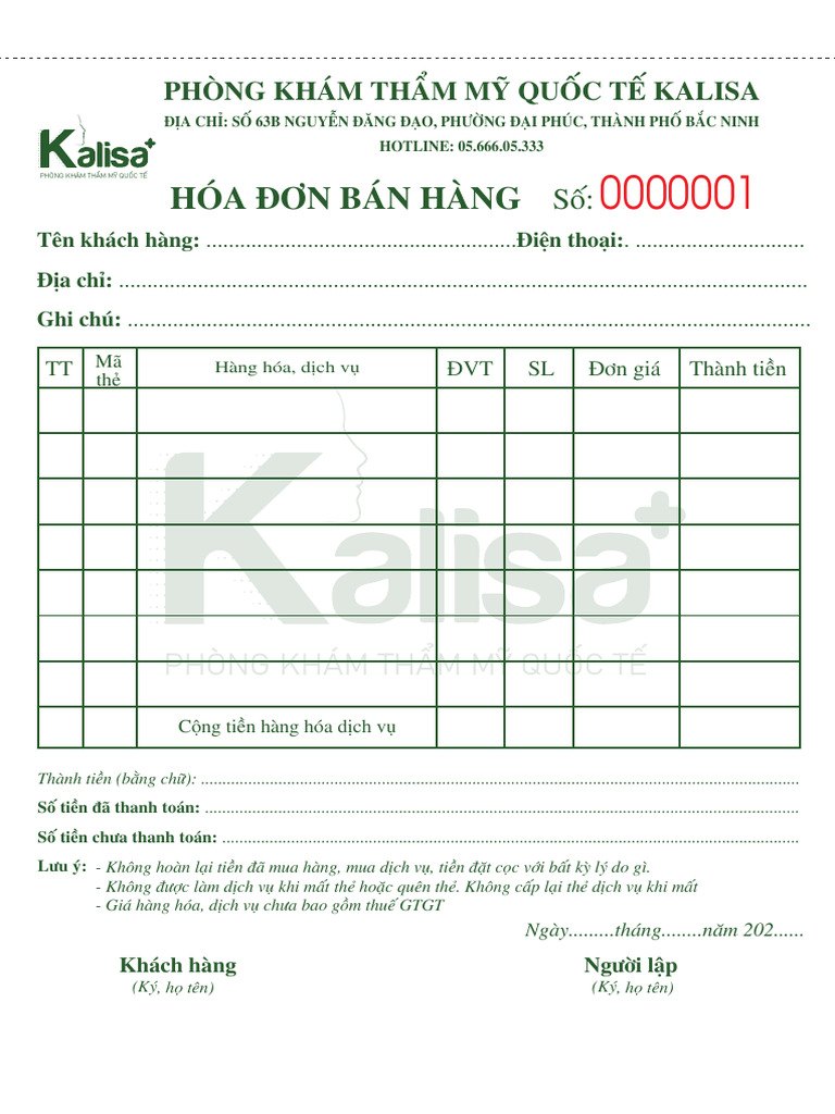 Hoa Don Ban Hang Kalisa | PDF
