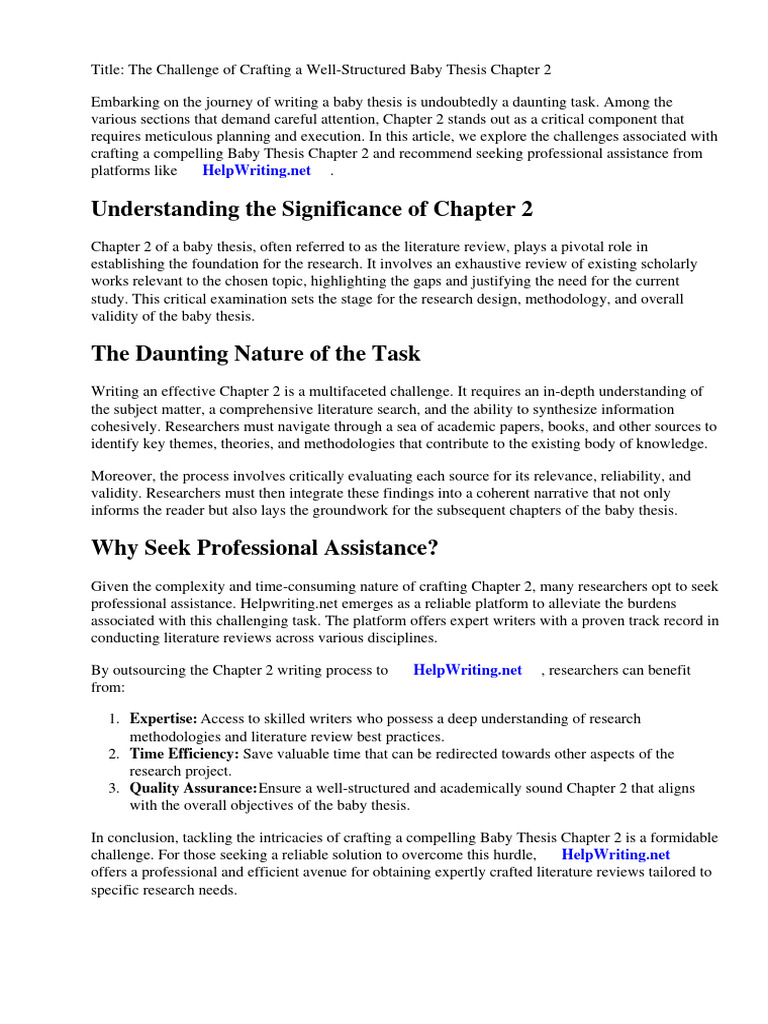 Example of Baby Thesis Chapter 2 | PDF | Thesis | Methodology