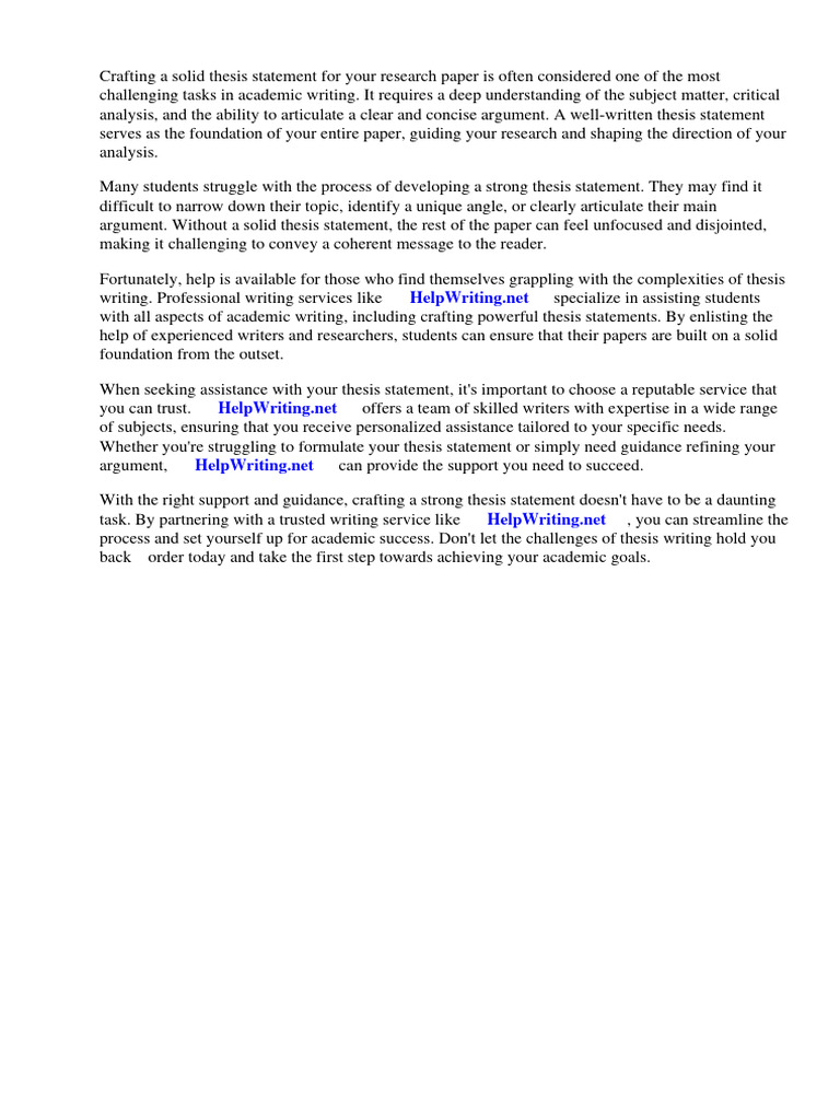 Good Research Paper Thesis Statement Example | PDF | Essays | Thesis