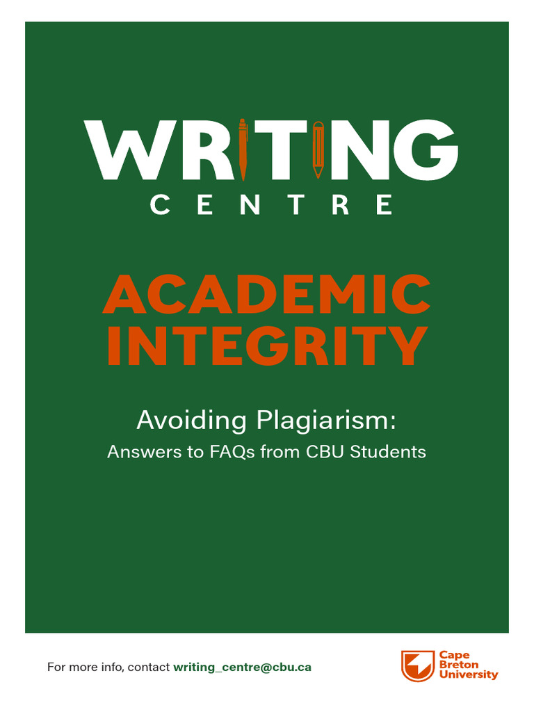 Writing Centre Academic Integrity Pamphlet | PDF | Plagiarism | Citation