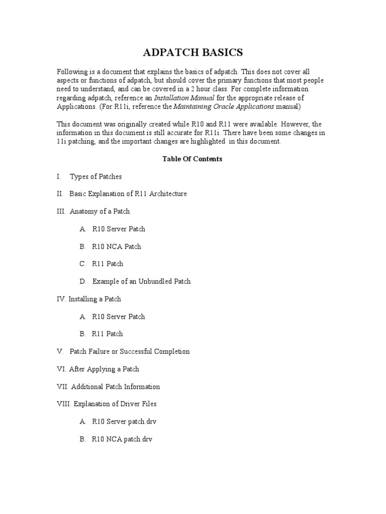 Adpatch Basics | PDF | Oracle Database | Web Server