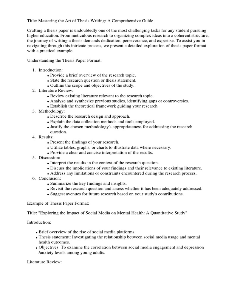 Thesis Paper Format Example | PDF | Social Media | Popular Culture ...