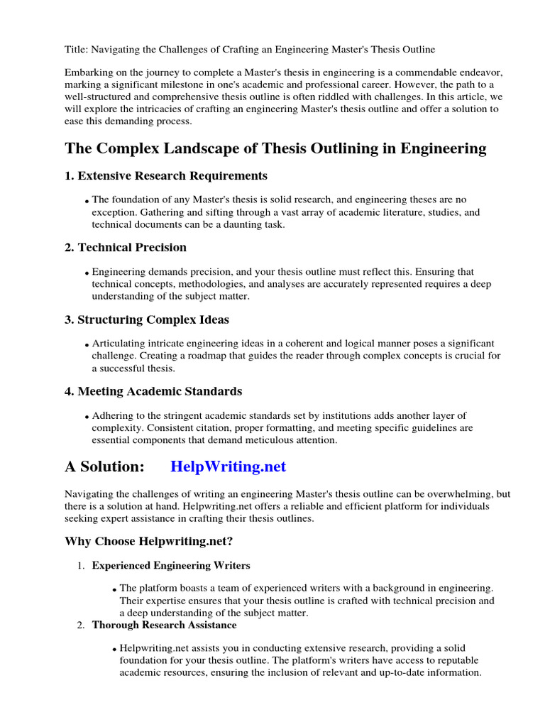 Engineering Masters Thesis Outline | PDF | Thesis | Engineering