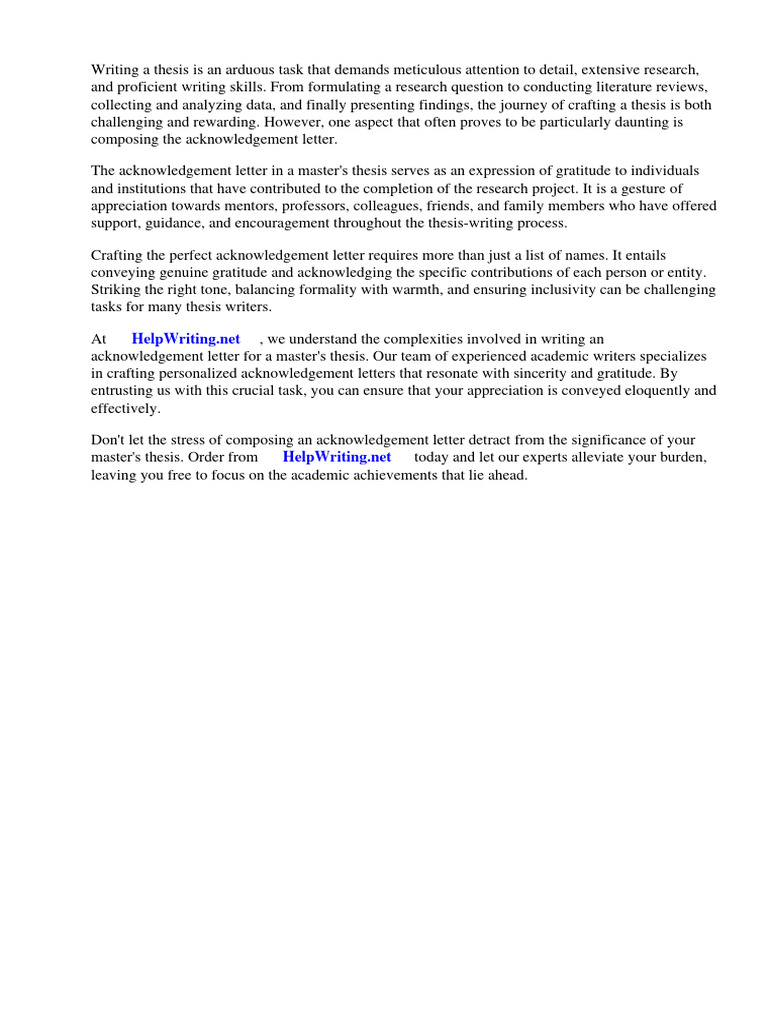 Acknowledgement Letter Master Thesis | PDF | Thesis | Doctor Of Philosophy