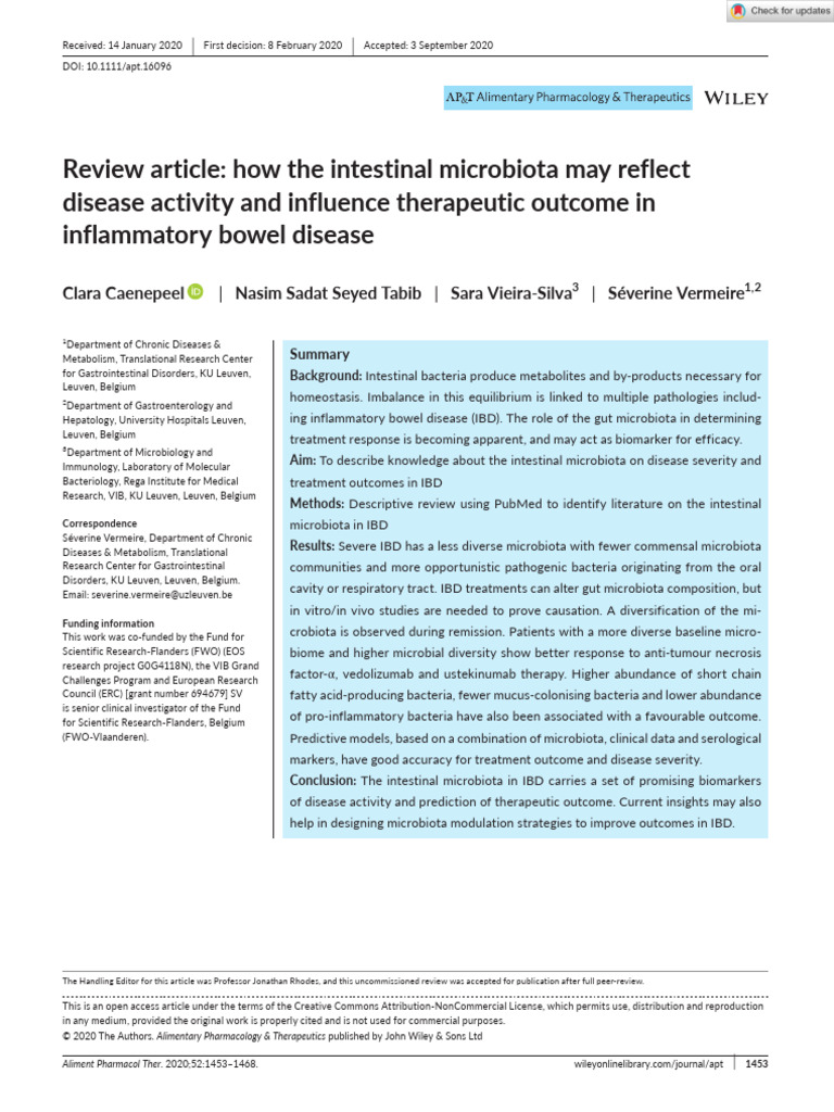 Aliment Pharmacol Ther - 2020 - Caenepeel - Review Article How The ...