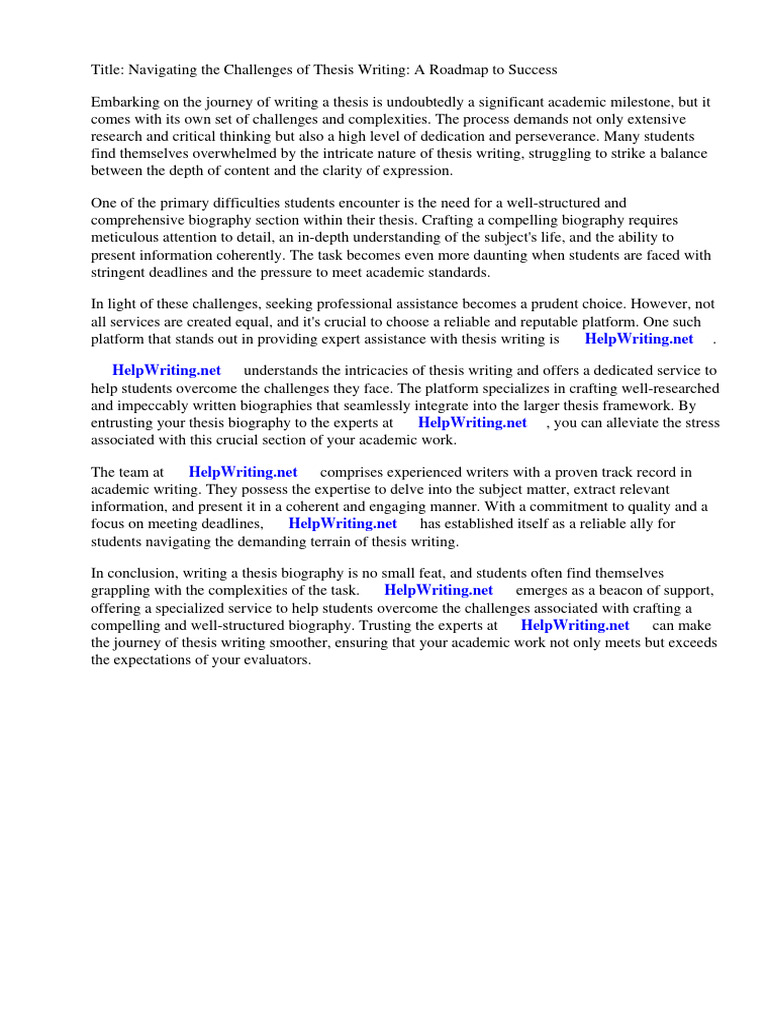 Thesis Biography Example | PDF | Essays | Thesis