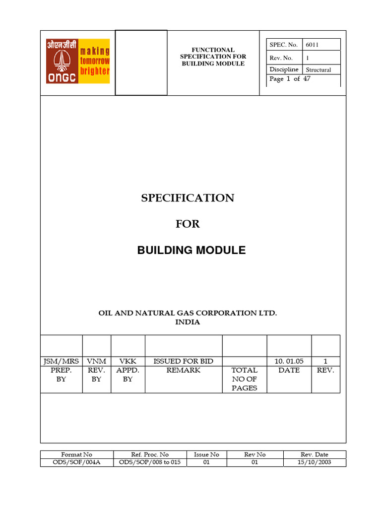 6011-MHN SPEC.FOR BLDG.MODULE | PDF | Specification (Technical Standard) | Flooring