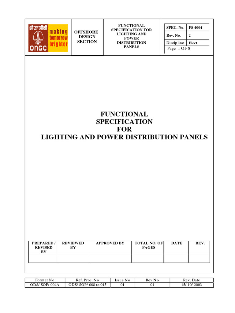 FS 4004-Lighting & Power Distribution Panels | PDF | Specification ...