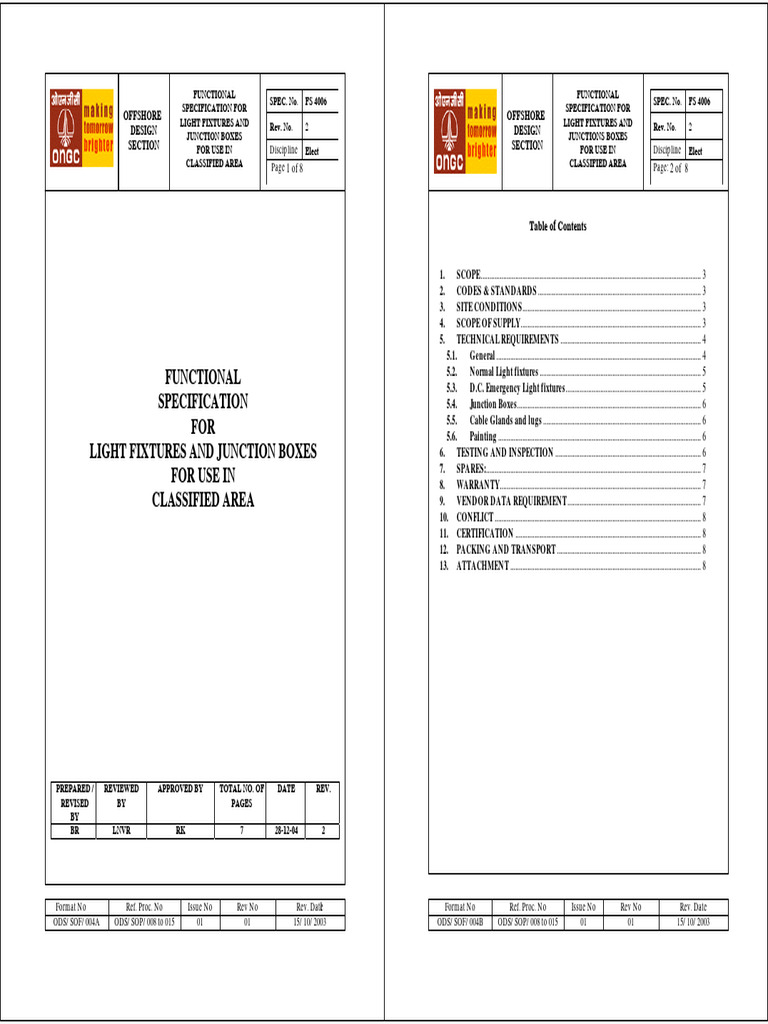 FS 4006 Rev 2 Lighting Fixtures JB For Classified Area | Download Free PDF | Electrical ...