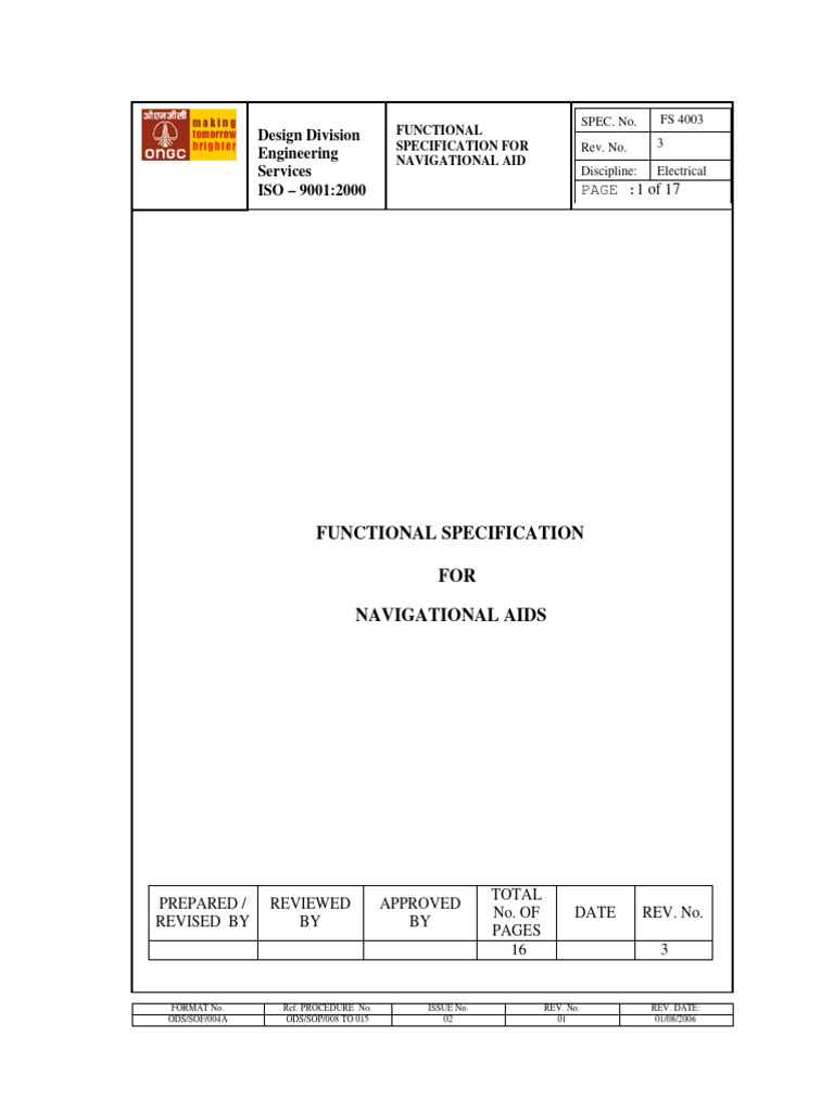 FS 4003-Nav Aid-Well Platform-Rev 3 | PDF | Specification (Technical ...