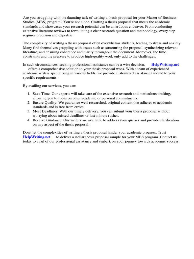 Thesis Proposal Sample For Mbs | PDF | Thesis | Social Media