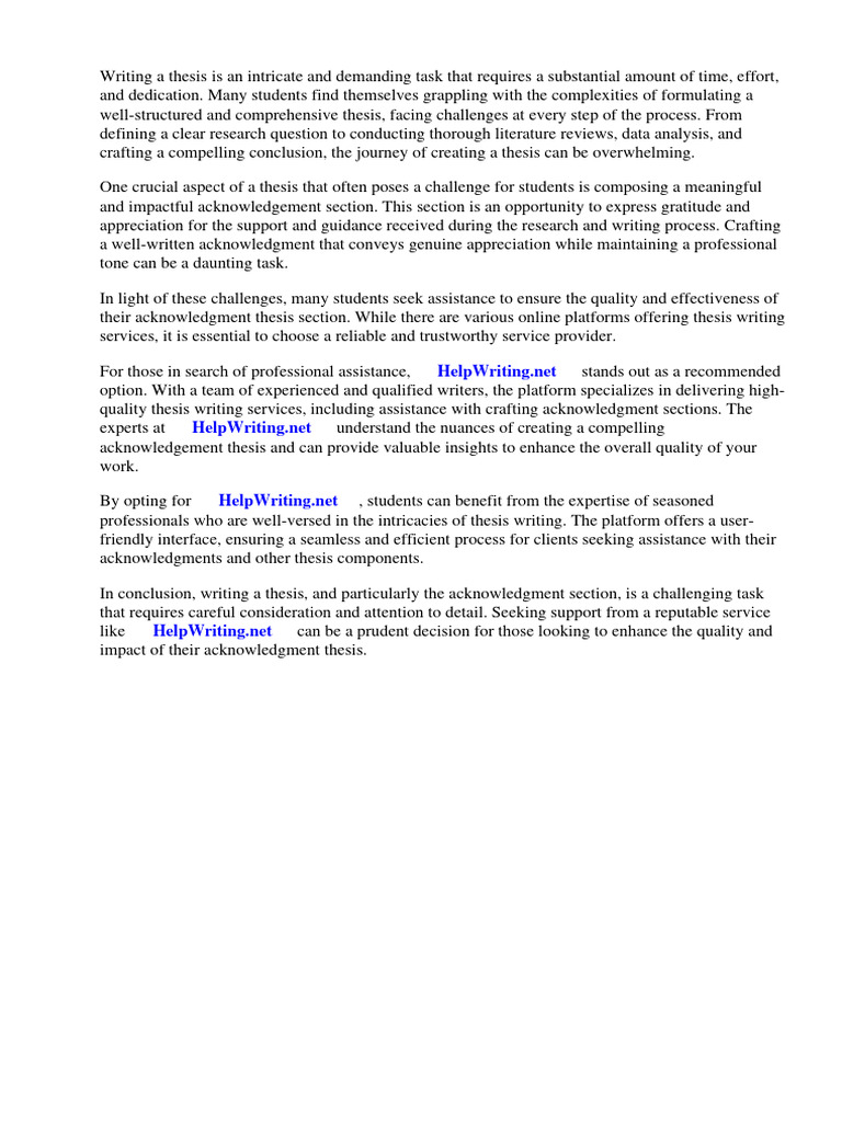 Example Good Acknowledgement Thesis | PDF | Thesis