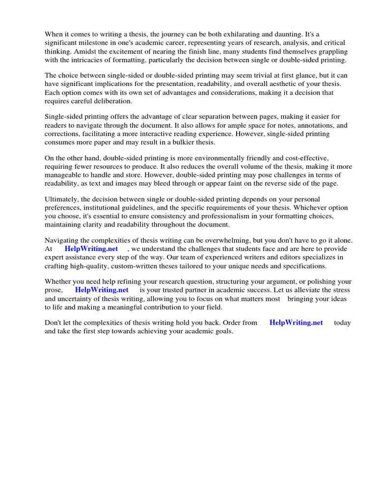 Thesis Single or Double Sided | PDF | Thesis | Essays