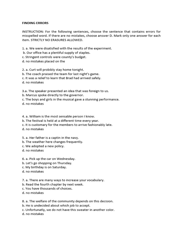 Finding Errors | PDF