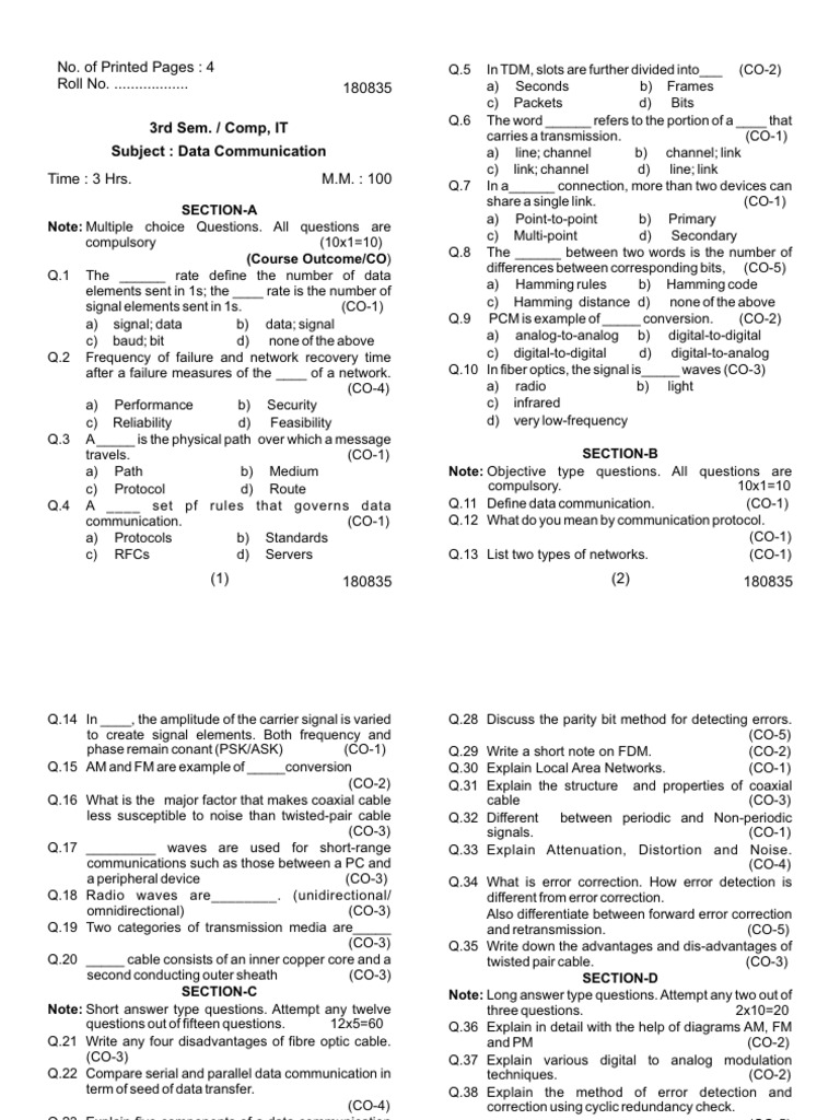 Diploma Data Communication 3rd Sem | PDF | Computer Network ...