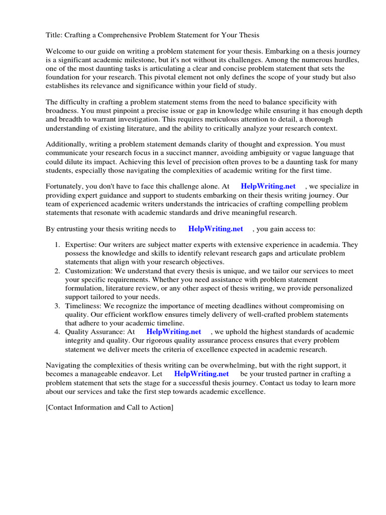 How To Write A Problem Statement in Thesis | PDF | Thesis | Essays
