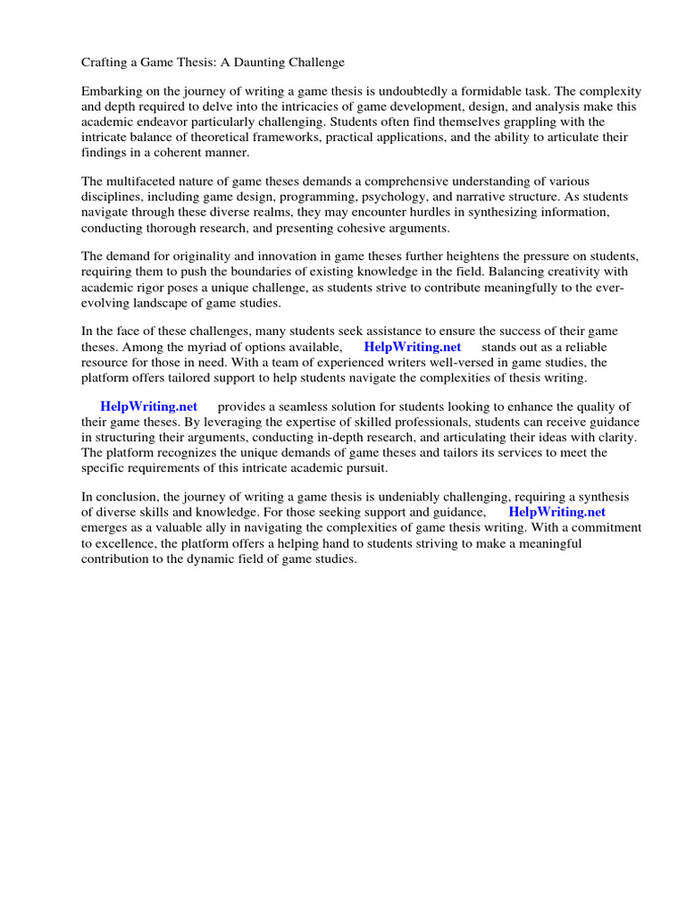 Game Thesis Sample | PDF | Thesis