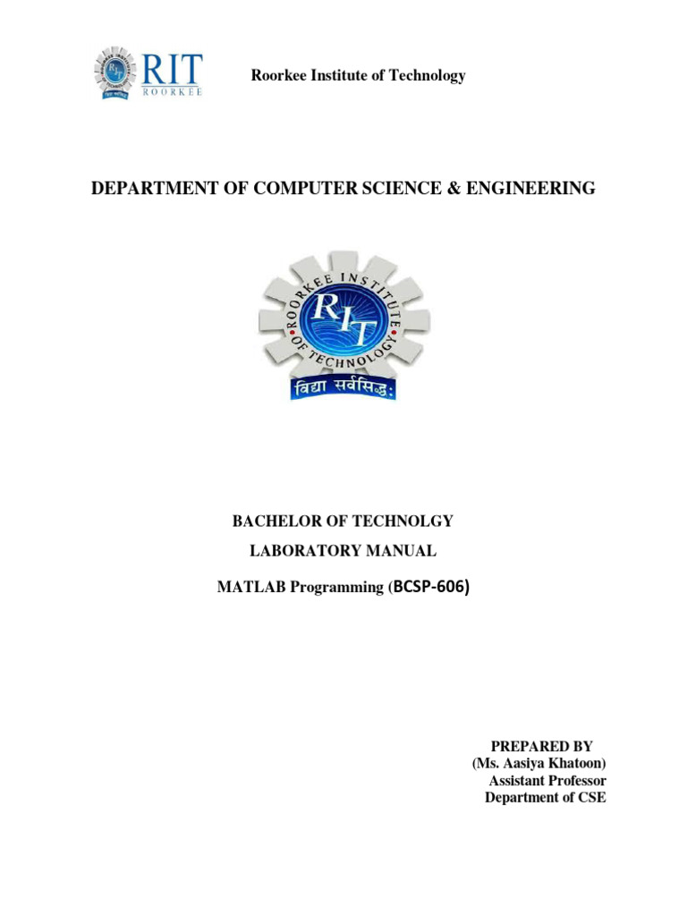 MATLAB Lab Manual | PDF