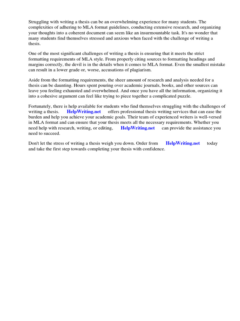 Thesis Mla Format Sample | PDF | Citation | Apa Style