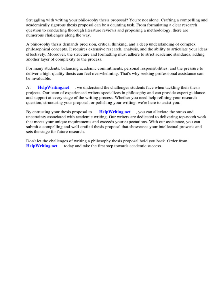 Philosophy Thesis Proposal Example | PDF