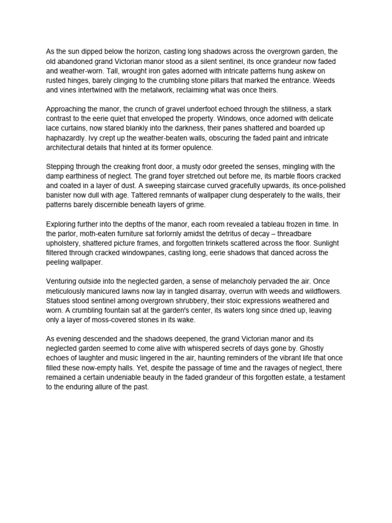 Descriptive Essay Grade 9 | PDF | Architectural Elements